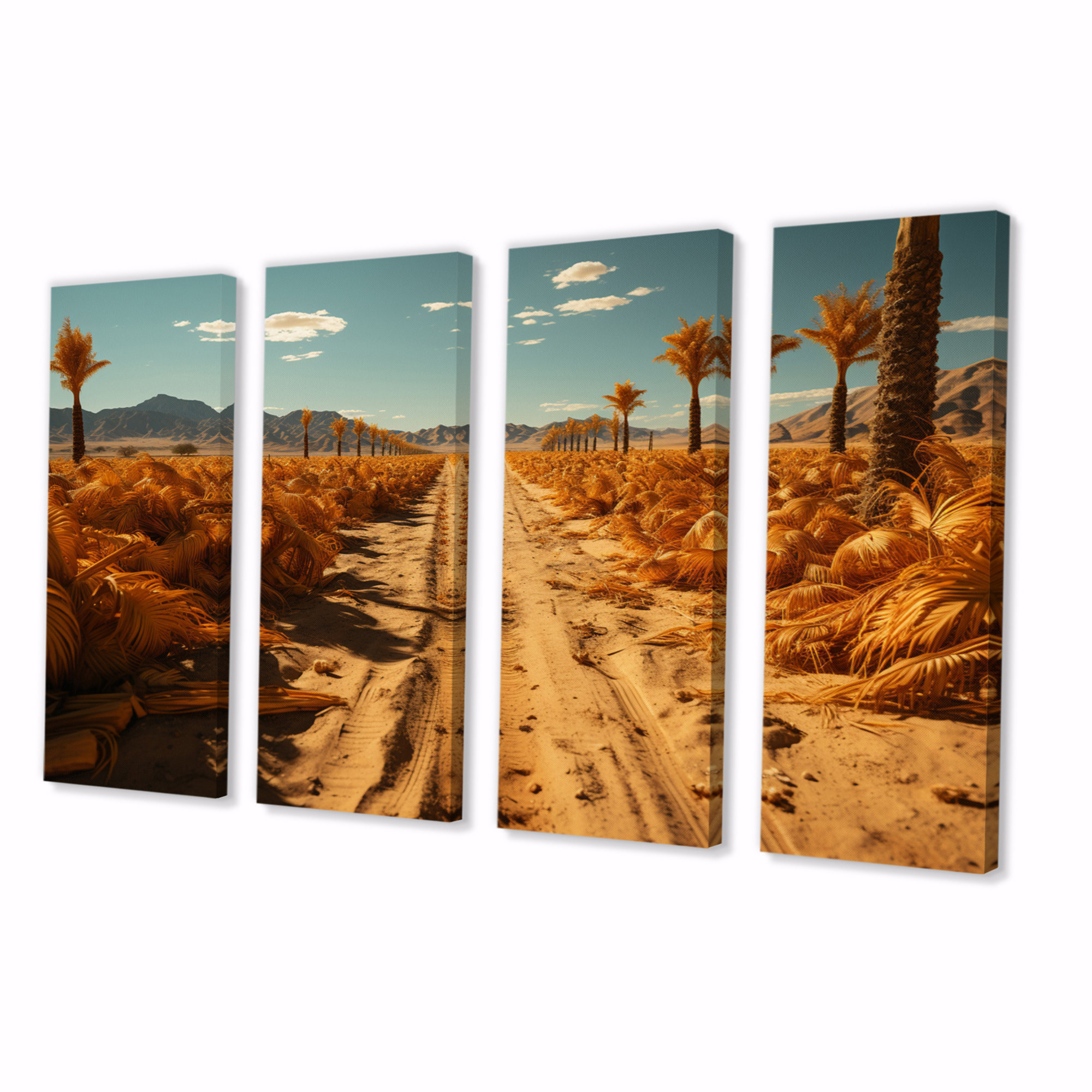 Union Rustic Yellow Palm Trees Field II - Floral Canvas Prints - 4 Panels - Wayfair Canada